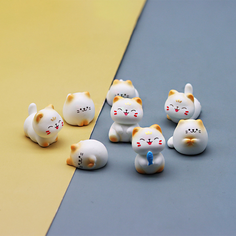 Cute Kitten Resin Statue Creative Miniature Decor Charming Cat Shaped ...