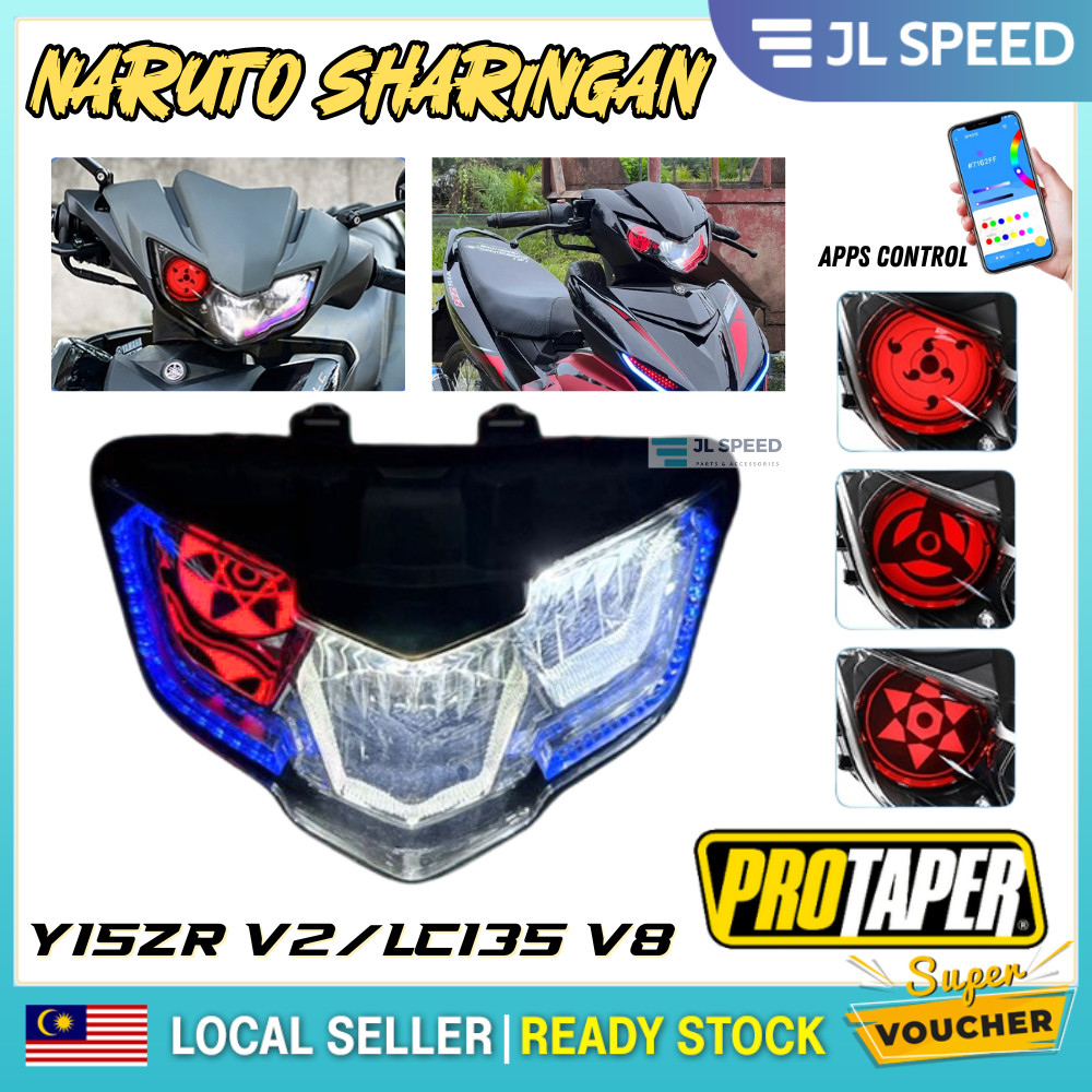 PROTAPER Y15 Y15ZR V2 / LC135 V8 FI NARUTO SHARINGAN LED HEAD LAMP LIGHT LAMPU DEPAN RGB RAINBOW ...