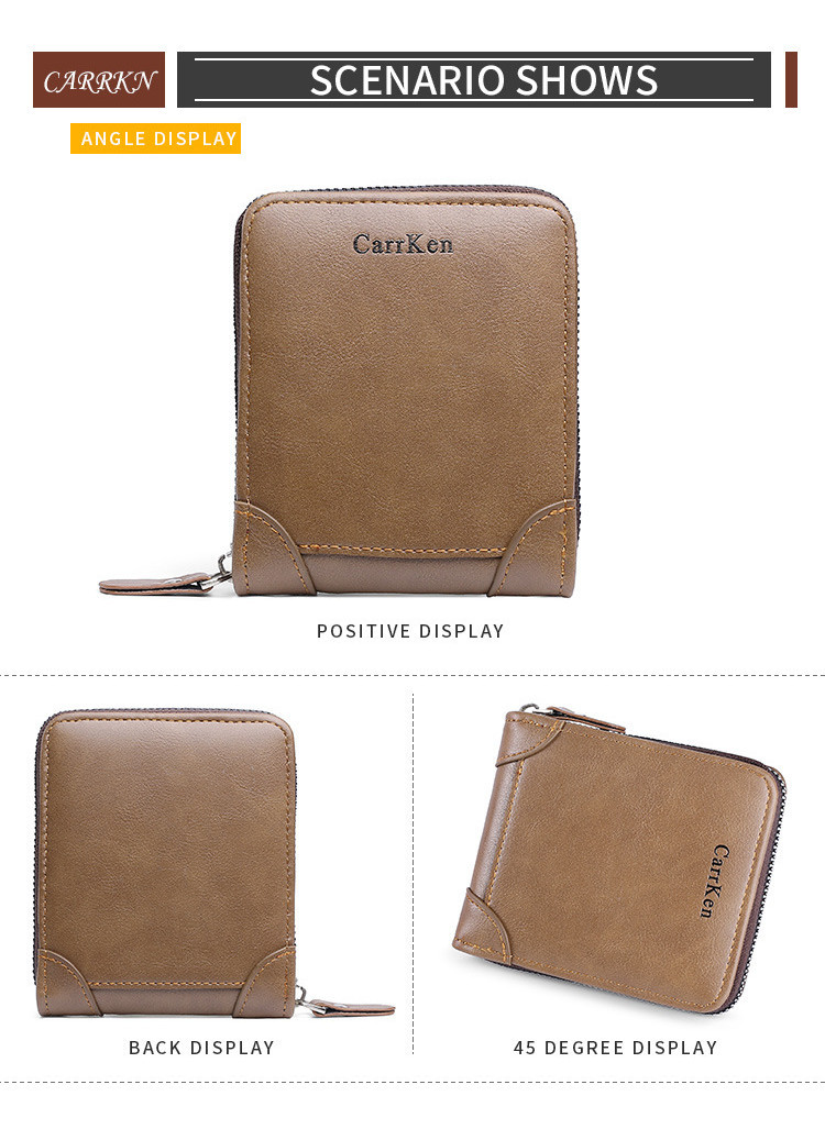 CarrKen New Men's Wallet Retro Horizontal Multi functional Card Bag ...
