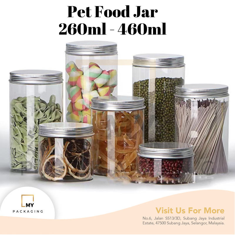 Transparent Cylinder Shape PET Food Jar 260ml - 460ml for Biscuit ...