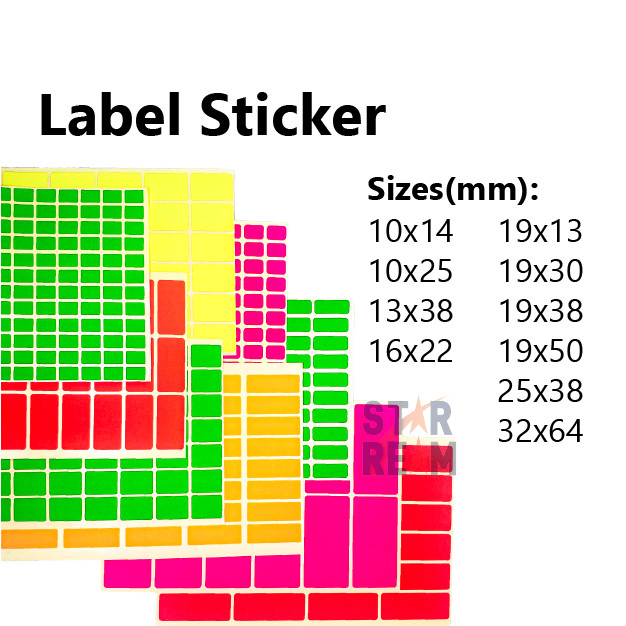 10sheets Rectangle Self Adhesive Label Sticker Florescent/Pelekat Segi ...