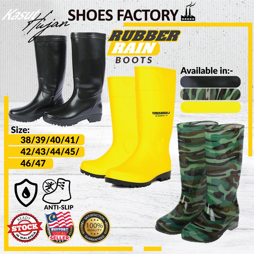 High Quality PVC Long Rubber Rain Boots Anti Slip Kasut Boot Getah ...