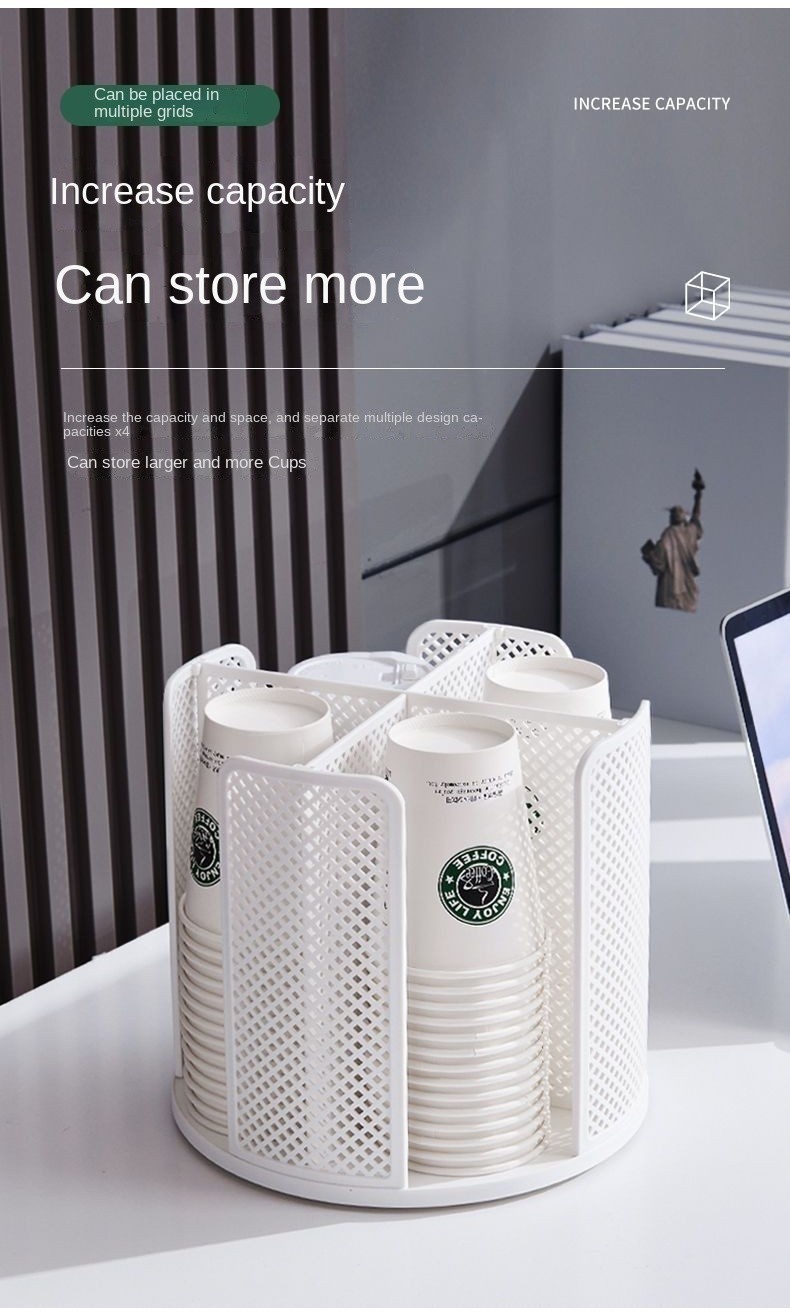 Desktop Rotating Four-Compartment Paper Cup Holder Milk Tea Coffee Shop ...