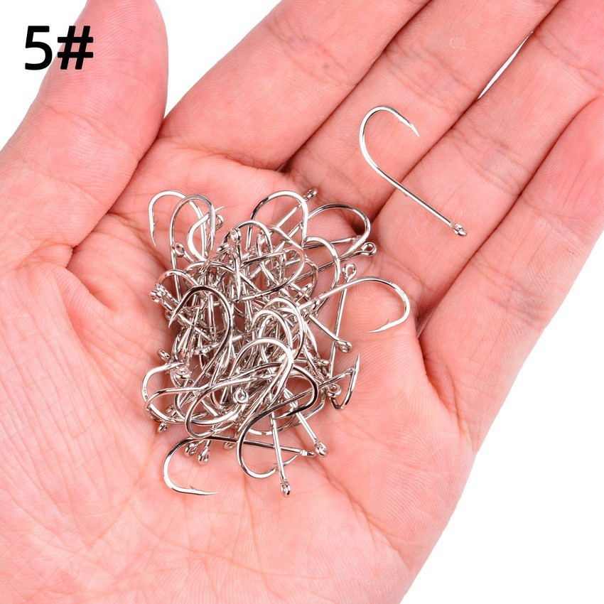 50pcs Set Fishing Long Handled Hook with Double Back Thorns, High ...