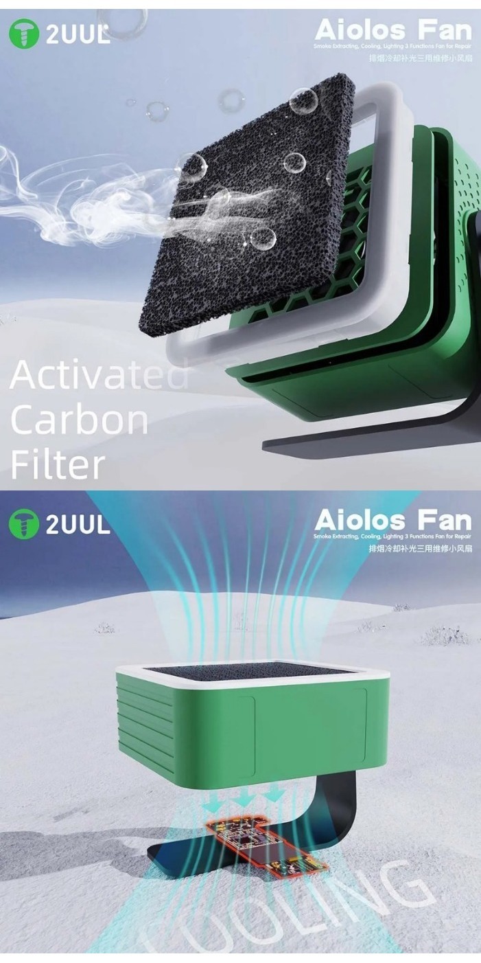2UUL Alolos Fan Smoke Exhausting Cooling Lighting Three Function Maintenance Fan Desktop Repair ...
