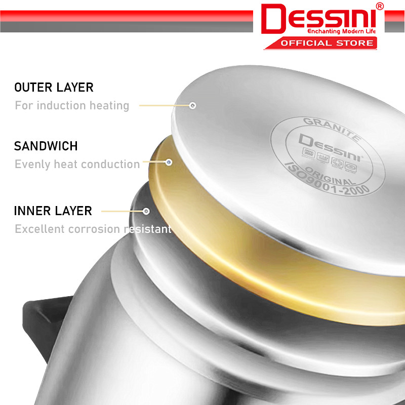 DESSINI ITALY Non-Stick Stainless Steel Induction Pressure Cooker ...