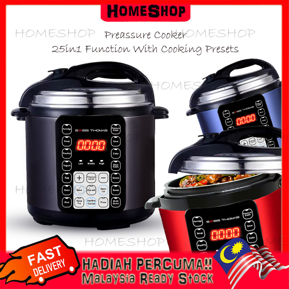 HomeShop 6L Electric Pressure Cooker 18 programmed Menu Pressure Select ...