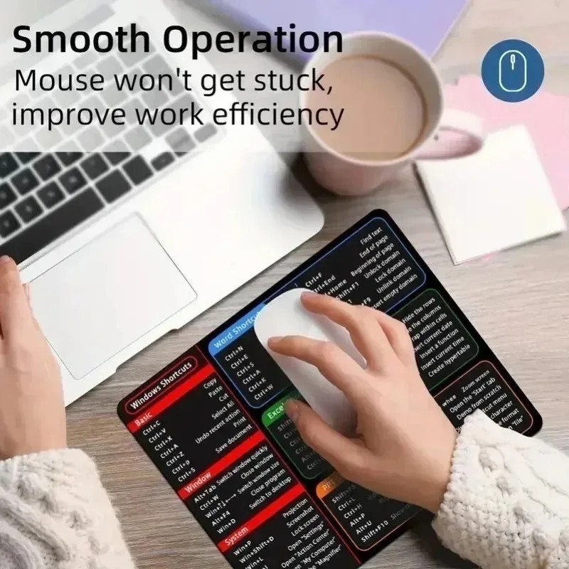 Mouse Mat - Excel, Word, PPT Shortcuts - Non-Slip Rubber Base - Office ...