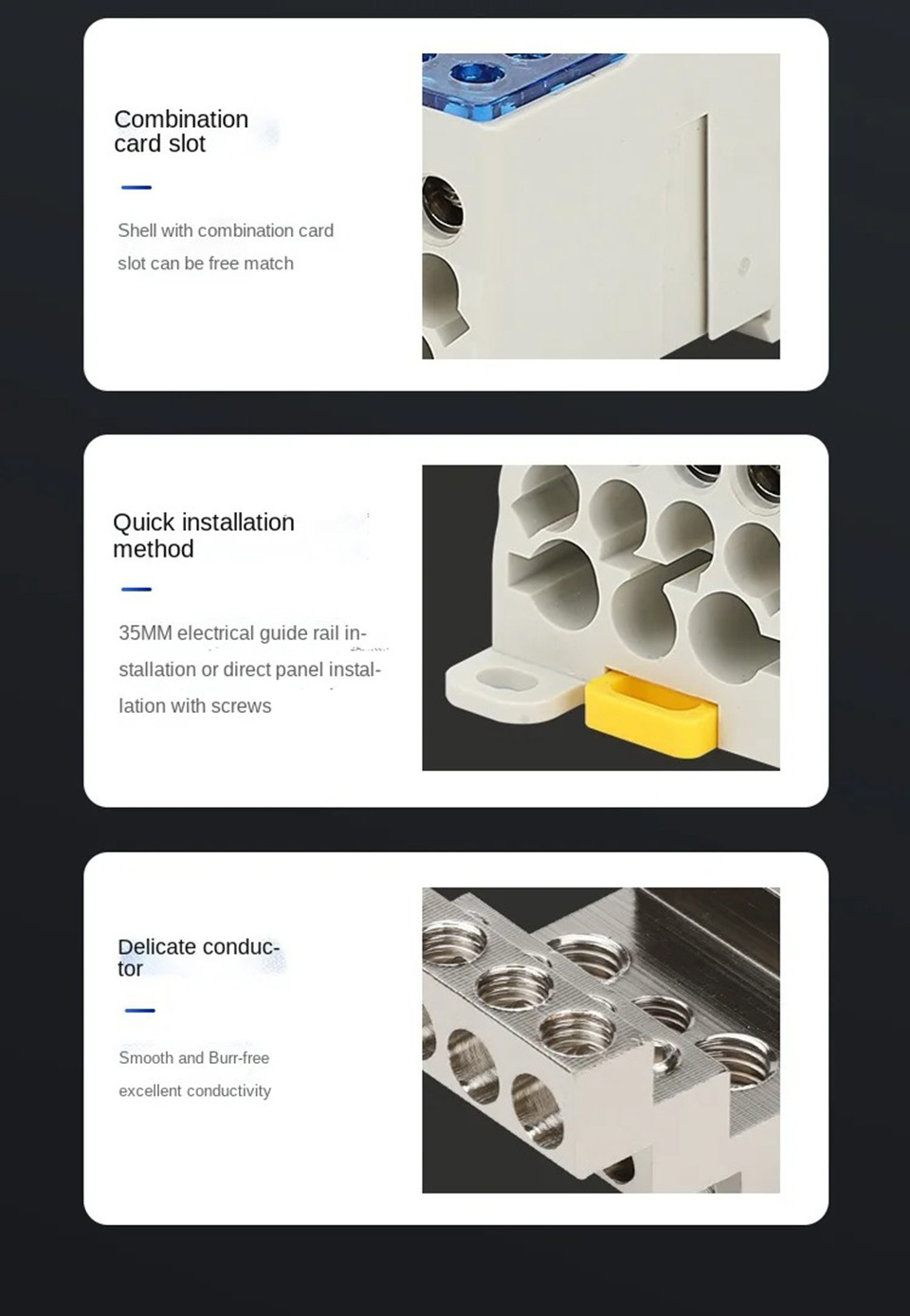 electrical wire connector One in multiple-out distribution box Din Rail Terminal Blocks junction ...