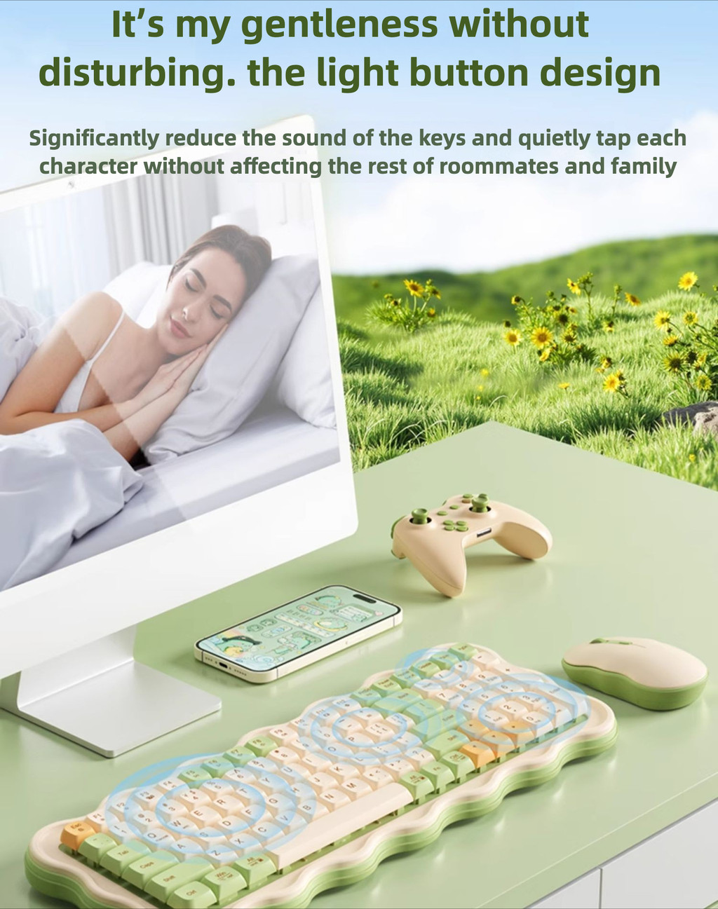 BOW 2.4g Wireless Rechargeable Keyboard and Mouse Set Rechargeable ...