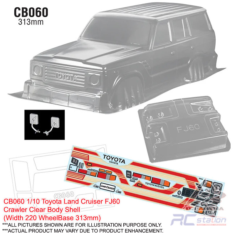 Team C Crawler Clear Body Shell CB060 1/10 Toyota Landcruiser FJ60 ...