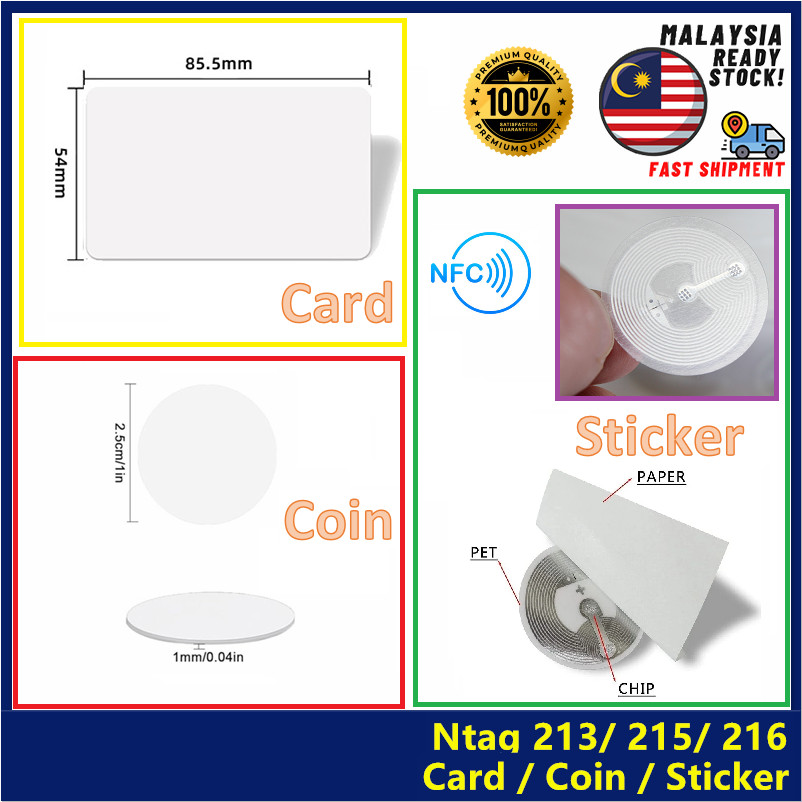 NFC Ntag 213 / 215 / 216 White Blank Card / Coin / Sticker for Amiibo ...