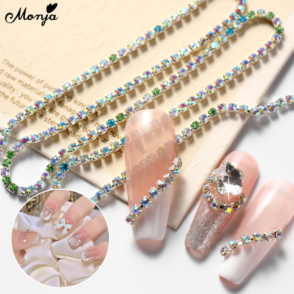 Monja 50cm 3D Claw Chain Nail Rhinestone Chain Super Flash AB ...