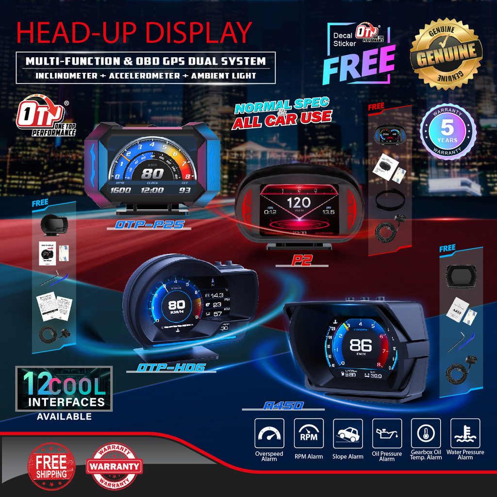 OTP-H06+ A450 P2 OBD2 Meter Gauge Meter P6 OBD Meter Car GPS Alarm ...