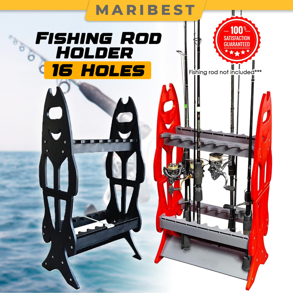 16 Holes Fishing Rod Holder Stand Rack Fishing Tool Fishing Equipment ...