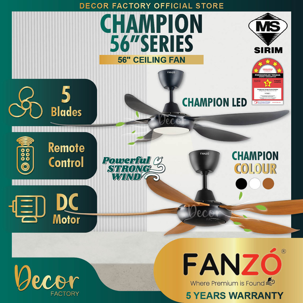 FANZÓ Fan FANZO CHAMPION FANZO CHAMPION LED 56" 5 Blades 7 Speed DC ...