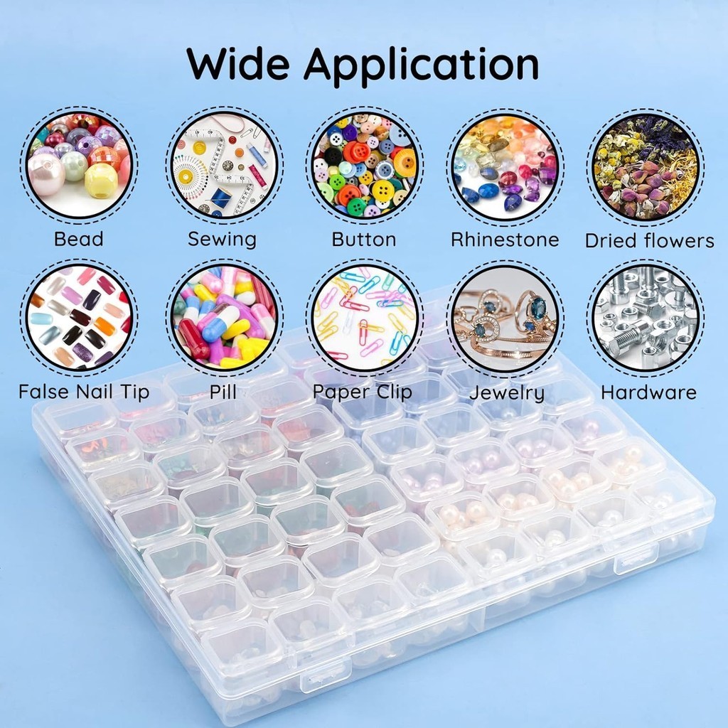 56 Grid Transparent Storage Box Jewellery Bead Pill Craft Screw ...