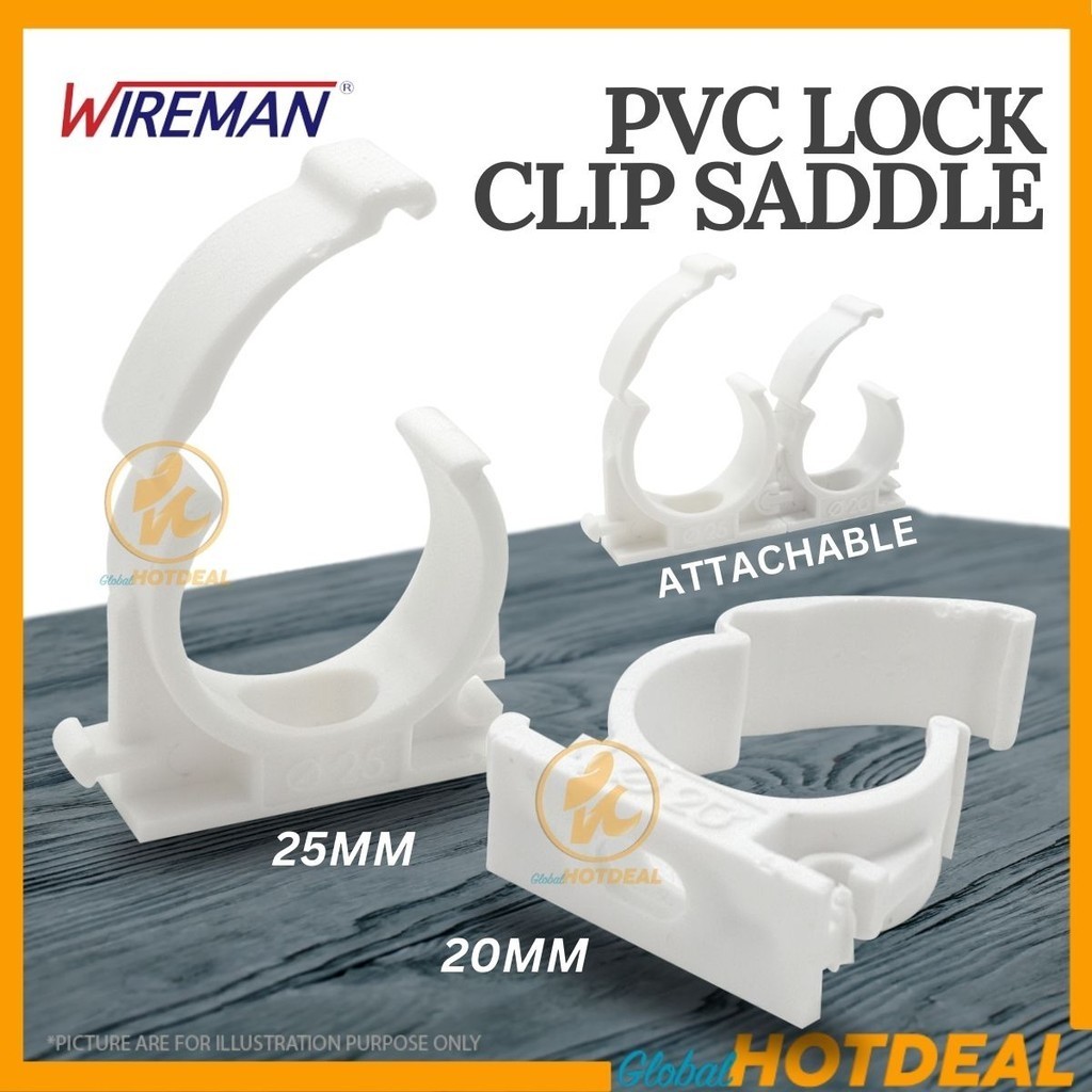 WIREMAN 20MM 25MM PVC LOCK CLIP SADDLE PVC Pipe Clips U-Shaped Conduit ...