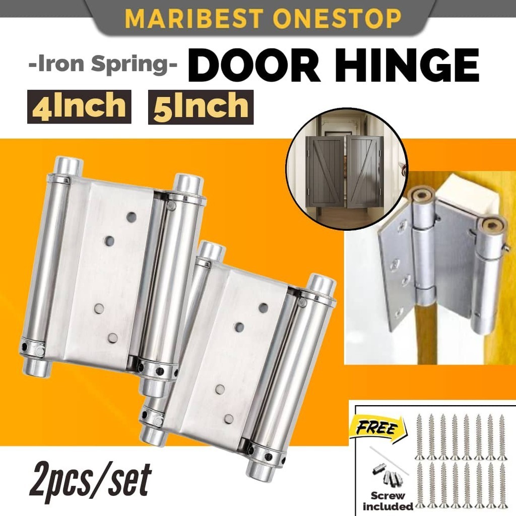 2PCS 4'' 5" Double Iron Spring Hinges Heavy Duty Double Action Door ...