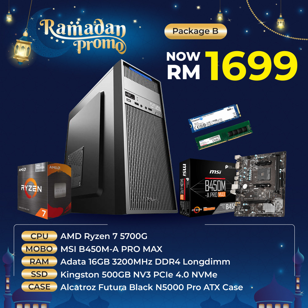 【PACKAGE B】Brand New AMD Desktop DIY PC Set Ryzen 7/ B450M-A PRO MAX ...