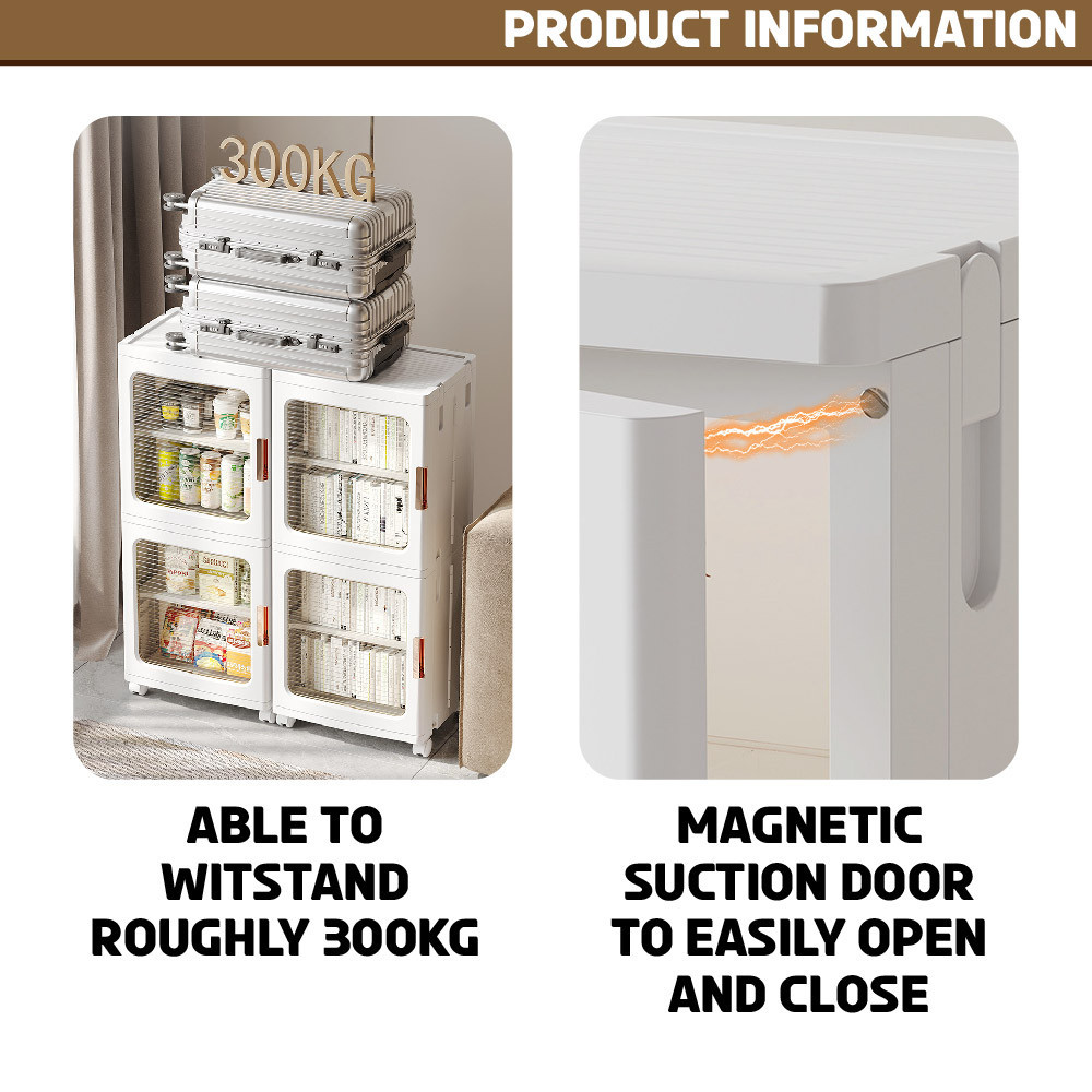 [1-4 Tiers] Encora Stackable Storage Box Rack Organizer Wheel Cabinet ...