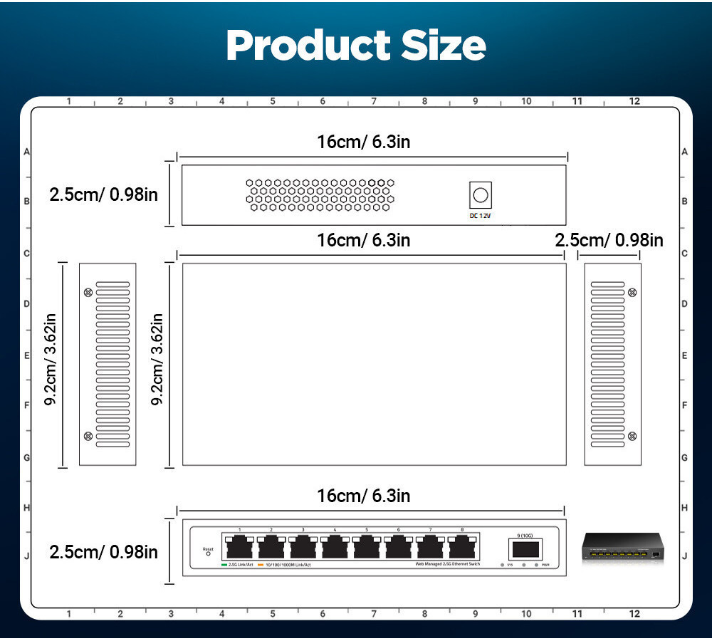 AMPCOM 8 Port 2.5Gigabit Ethernet Switch Unmanaged with 10G SFP ...