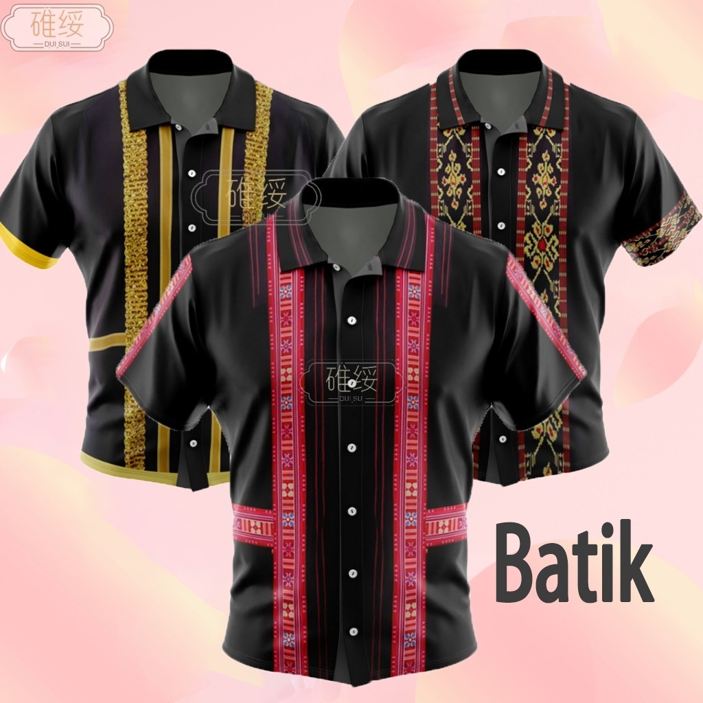 Baju Kemeja Kaamatan Print Corak Etnik Borneo Baju Kaamatan Berkolar ...