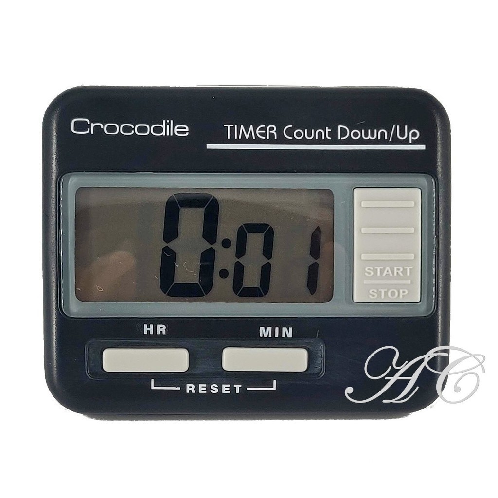 100% ORIGINAL CROCODILE Digital Timer Stopwatch Black White (Jam Randik ...