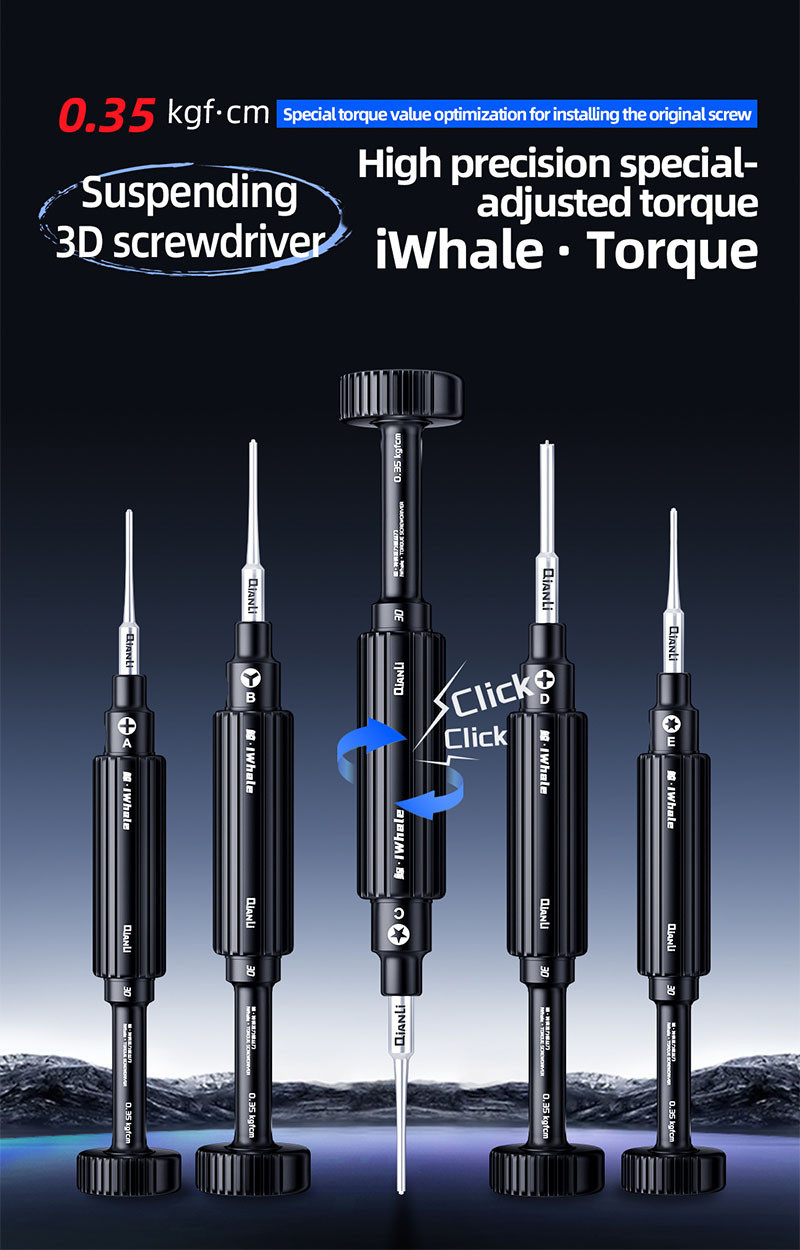 Qianli iWhale Torque 3D Screwdriver Set Special S2 Steel Magnetic Torque 3D Screwdriver High ...