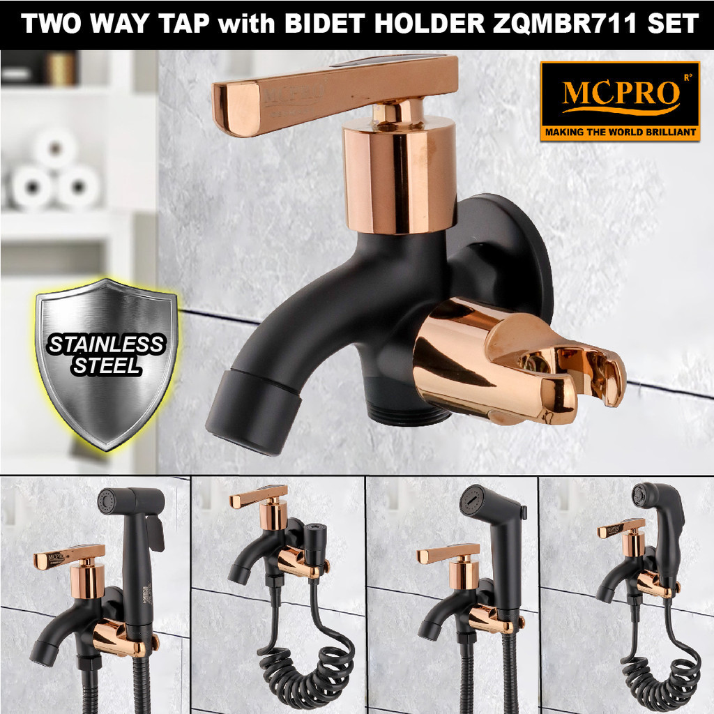 MCPRO Stainless Steel Bathroom Rose Gold Black TWO WAY TAP with BIDET ...