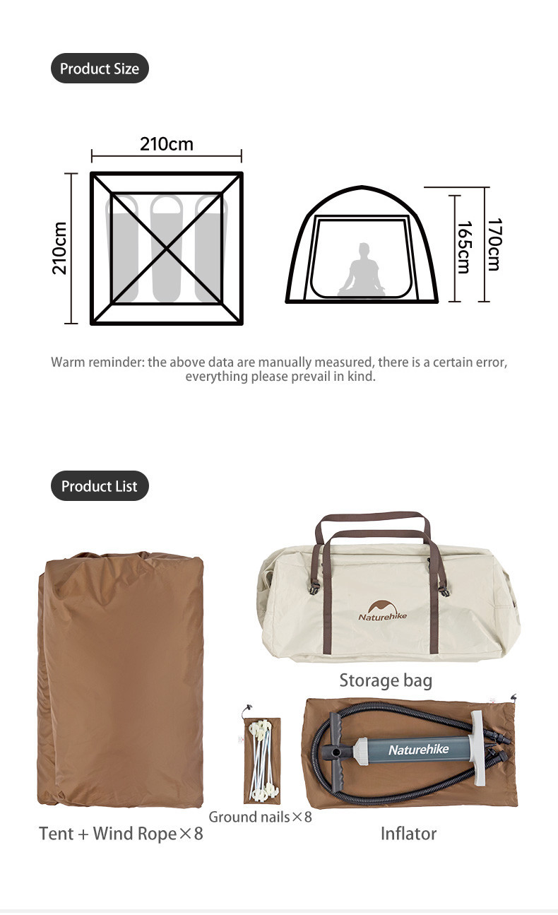 Naturehike Ango Air Tube Tent Glamping Outdoor Camping Tent Sun ...