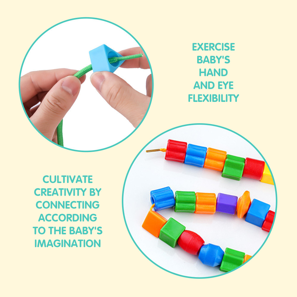 LAKOE 28/68/170Pcs Kids String Beads Toy Training Beads Montessori ...