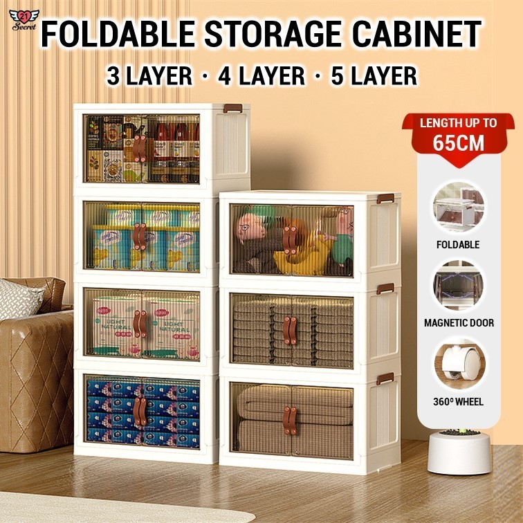 Multi Layer Storage Cabinet Foldable Storage Box Shelf Shelves Rack ...