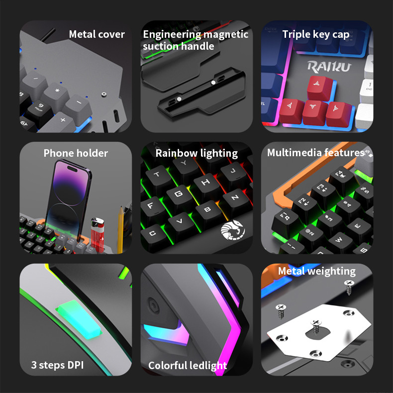 METMI x Raiku K-16 104 Keys Backlight Wired Mechanical Keyboard Feel 3 ...