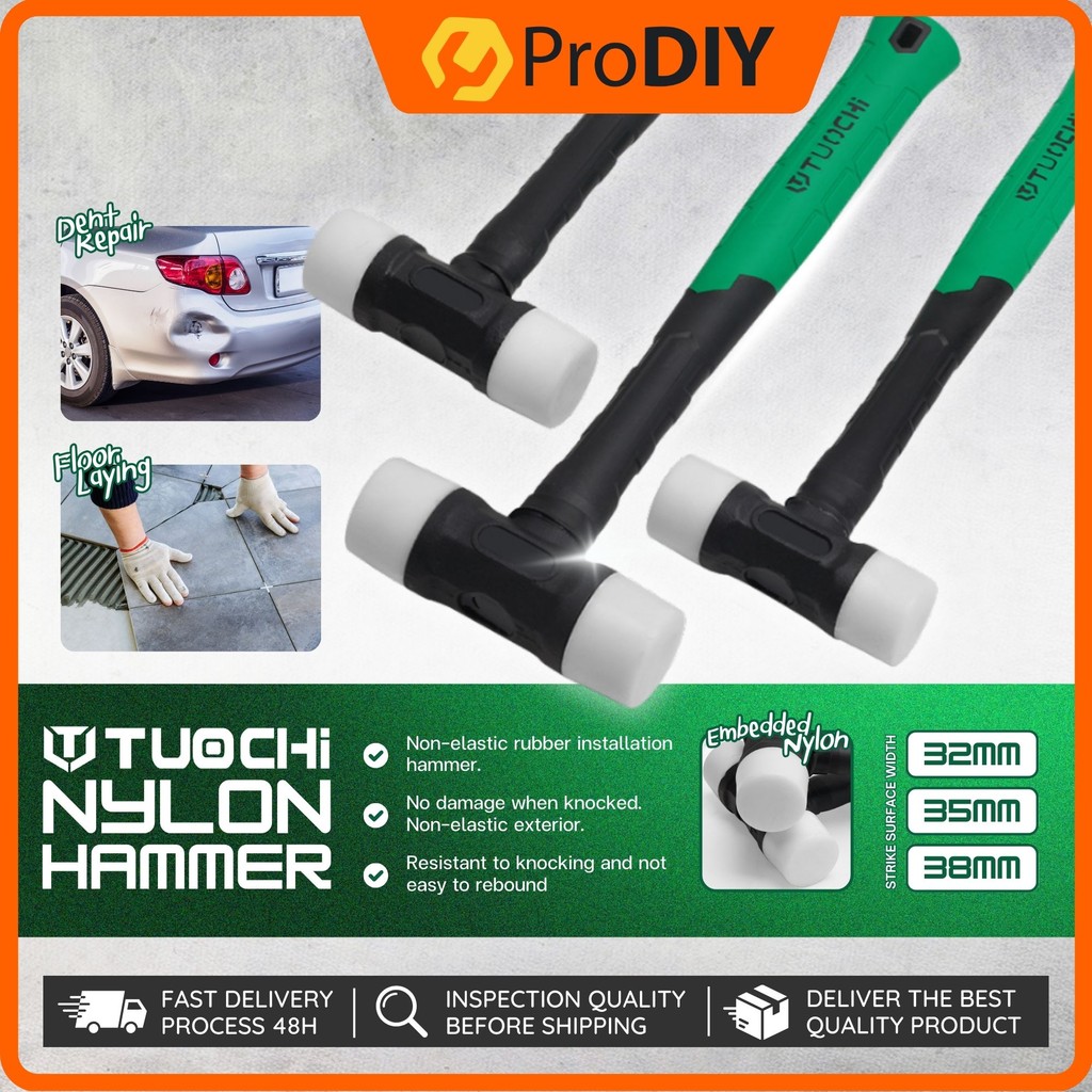 TUOCHI 1PCS Nylon Hammer Mallet Rubber Hammer Non-Elastic Hammerhead ...