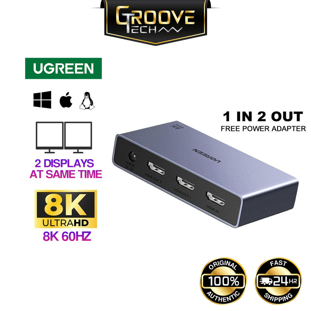 UGREEN 1 In 2 Out HDMI Splitter Mirror Extended ABB 8K 60Hz 3D HDR ...