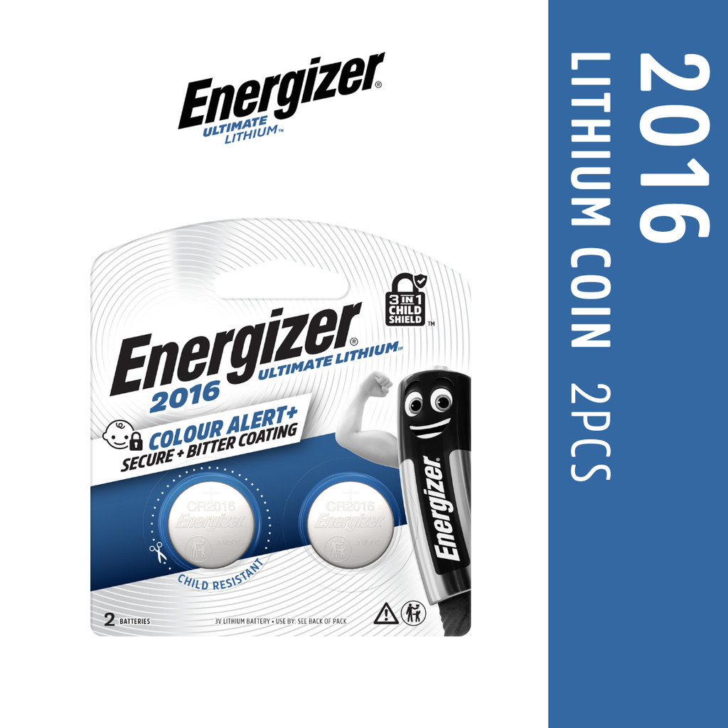 Energizer® Ultimate Lithium Coin Battery CR2016 | 2-Pcs Pack - Child ...