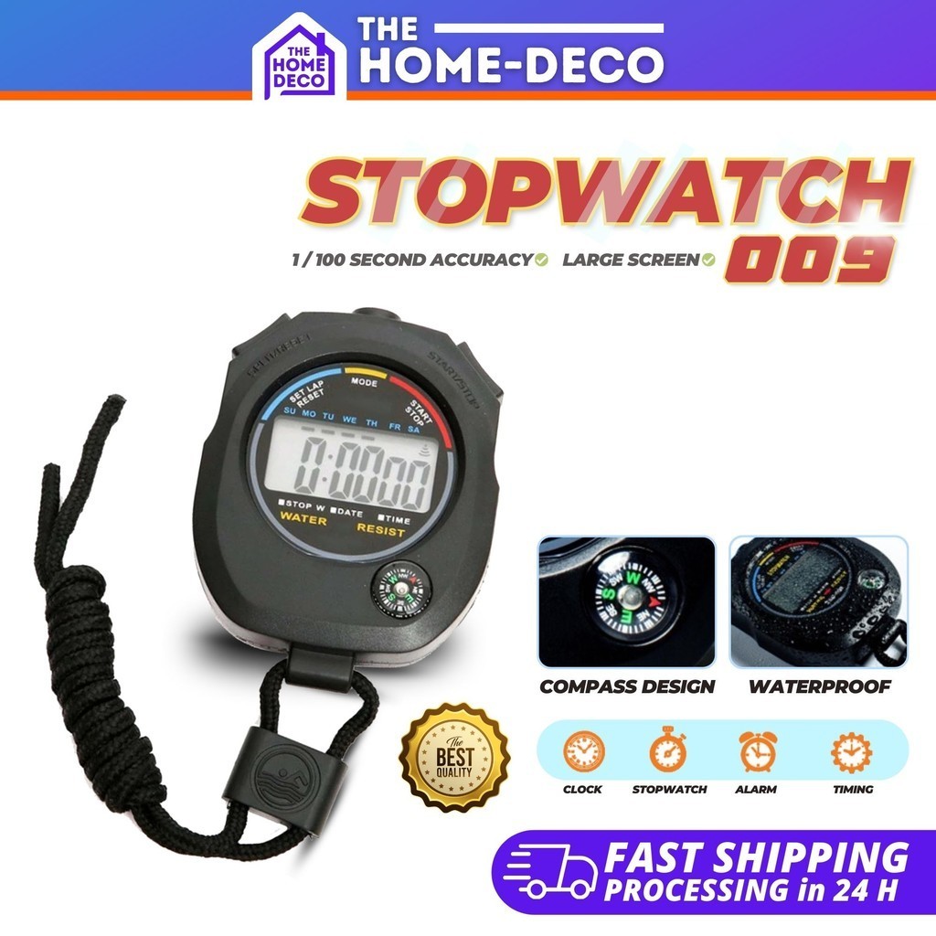 009 Sport Stopwatch Waterproof Digital LCD Timer Counter Accurate ...