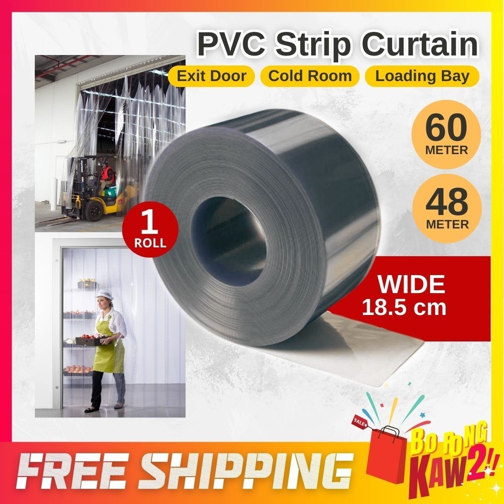 1 ROLL - Curtain PVC Strip Curtain Transparent Dark Clear 18.5cm Width ...