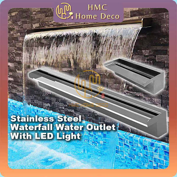 HMC Stainless Steel Waterfall Water Outlet With LED Alur Limpah Air ...