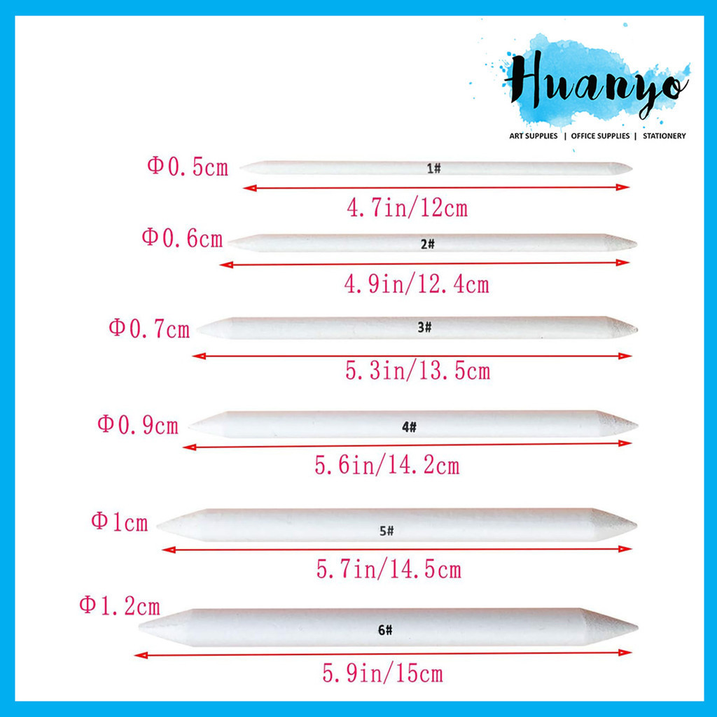 Blending Paper Stump Blender Set of 6 for Artists - Sketching, Shading ...