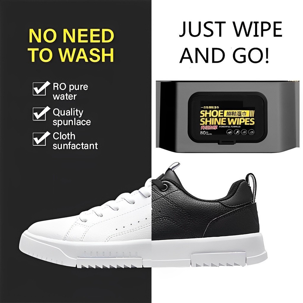 12/80pcs Shoe Cleaning Disposable Wet Tissue Quick Shine Wipes White ...