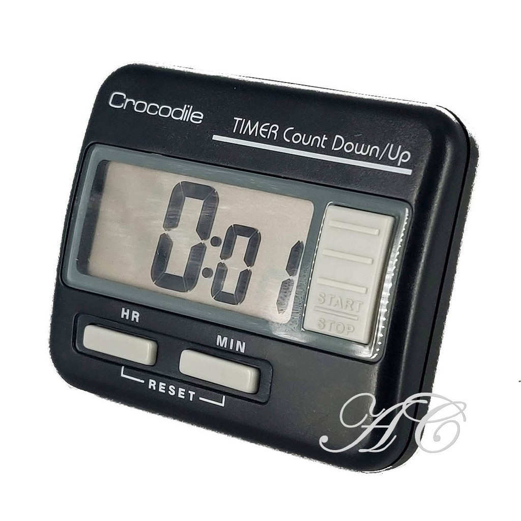 100% ORIGINAL CROCODILE Digital Timer Stopwatch Black White (Jam Randik ...