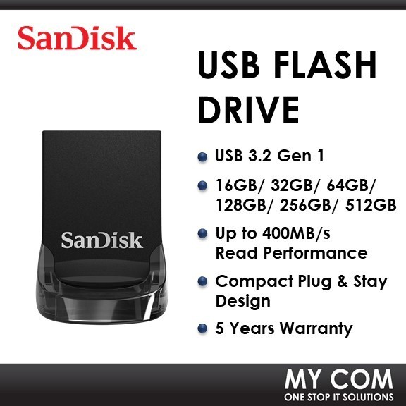 SanDisk Ultra Fit CZ430 USB 3.2 Compact Flash Drive Mini USB Small ...