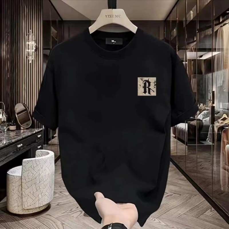 [3 Colors] Summer New Cotton Letter R Printed Short Sleeve Round Neck T ...