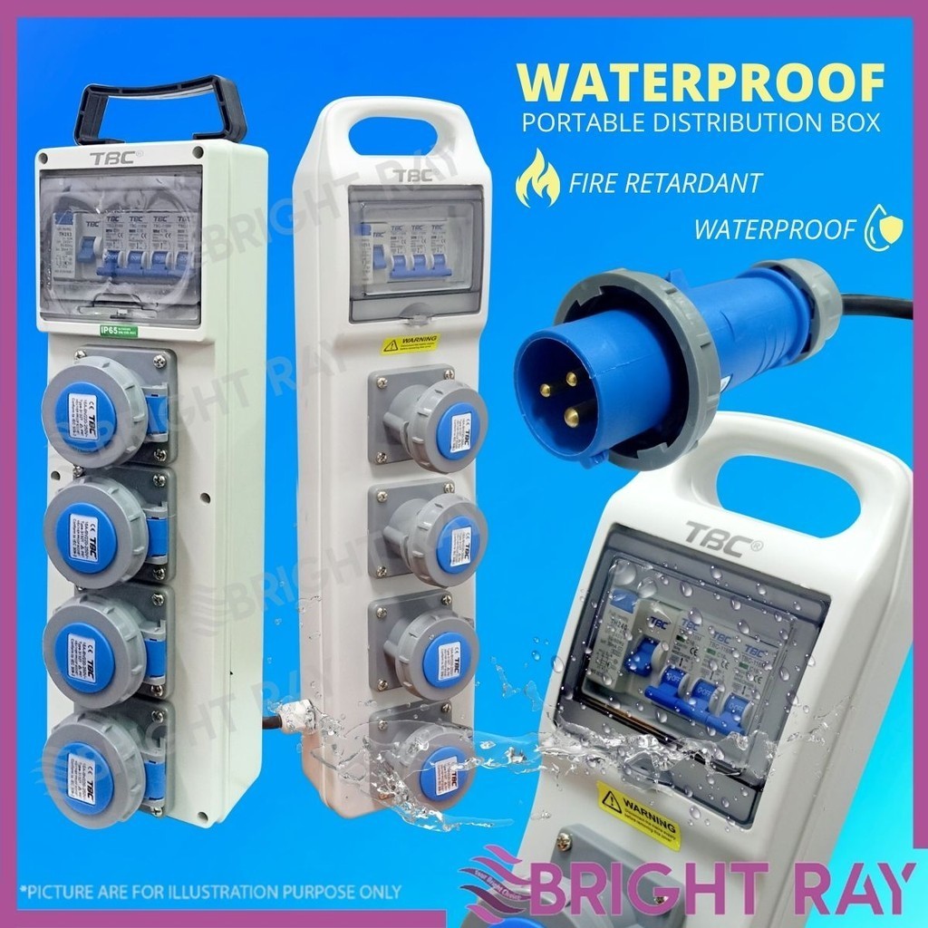 TBC 16A Portable Distribution Box 3/4 Way For Sites DB BOx Junction Box ...