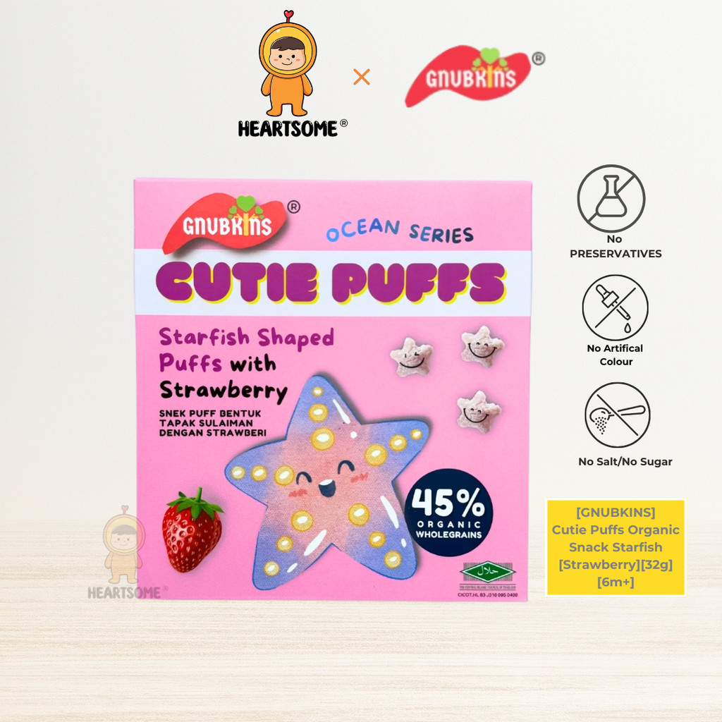 Cutie Puffs Organic Snack Starfish [Strawberry][32g][6 m+][GNUBKINS]x ...