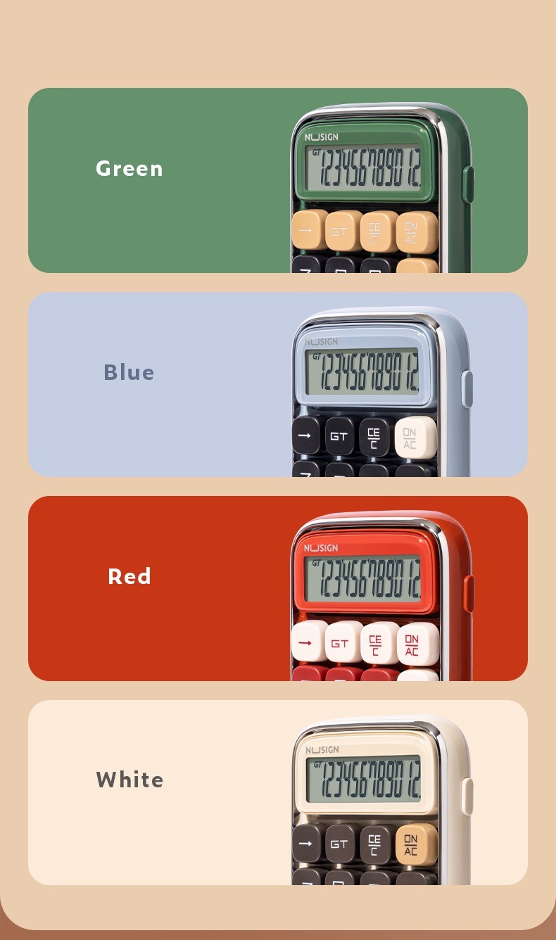 Deli Nusign Vintage Calculator with Blue Switch Mechanical Keys Large ...