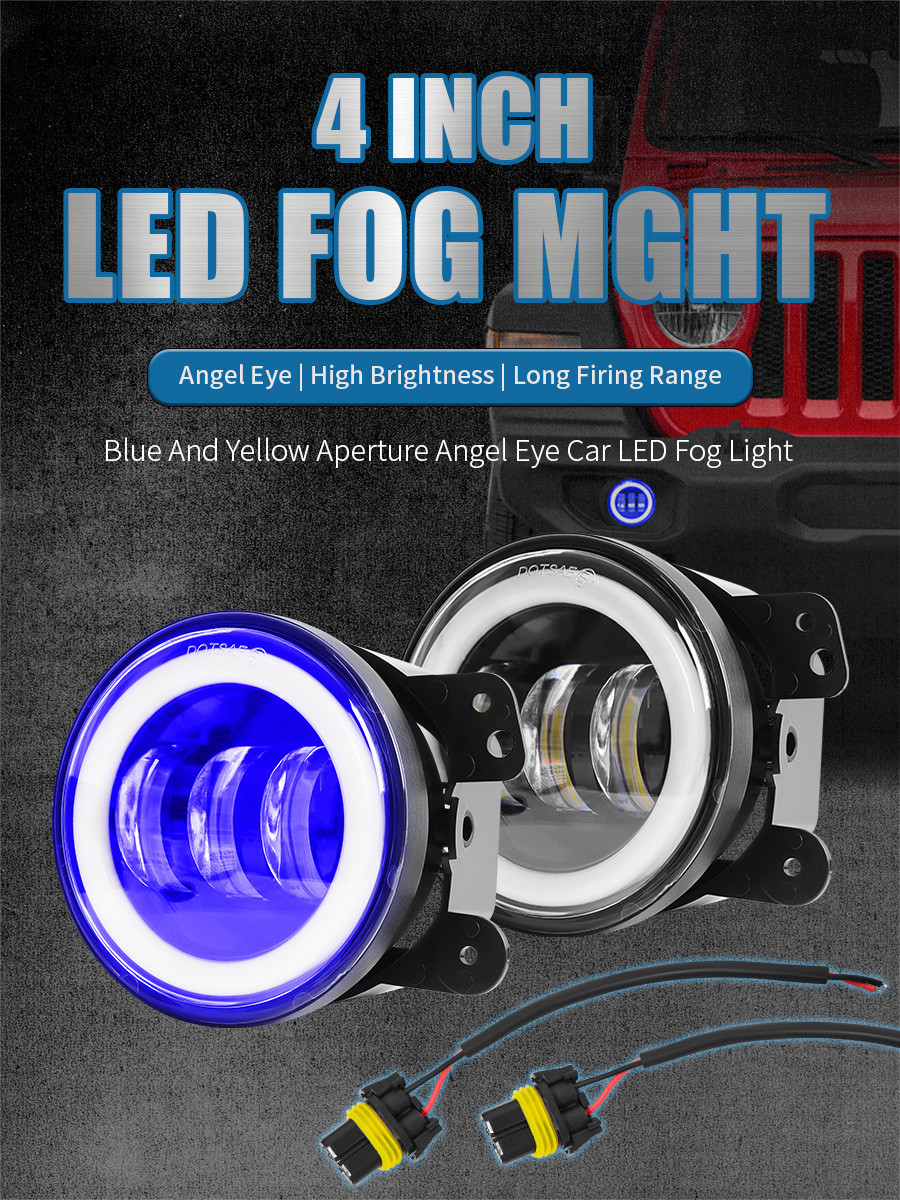 2 Pieces Wrangler 3.5inch 4 Inch 40W Blue Fog Light with Aperture LED ...