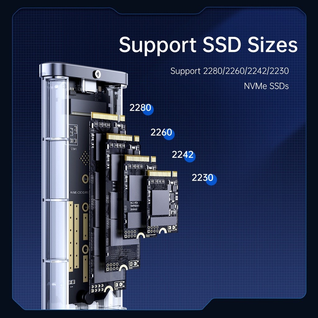 ORICO RGB 10Gbps M2 NVMe SSD Enclosure Stripe Aluminum USB3.2 Gen2 Case ...